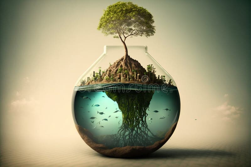 Tree in the Sky Tree in the Water Tree in the Sun Stock Illustration ...