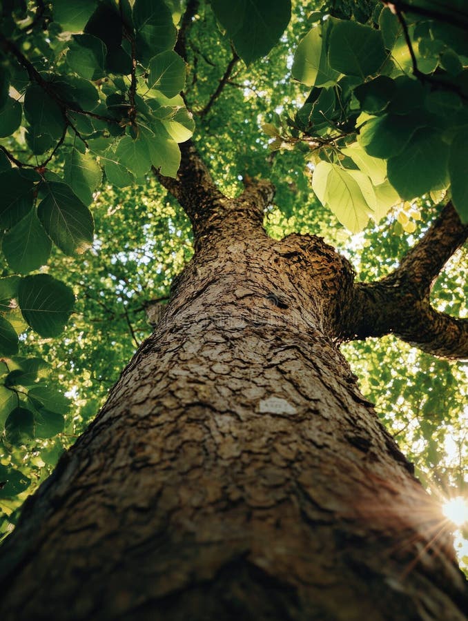 Tree with Sunlight Filtering through Leaves Stock Photo - Image of ...