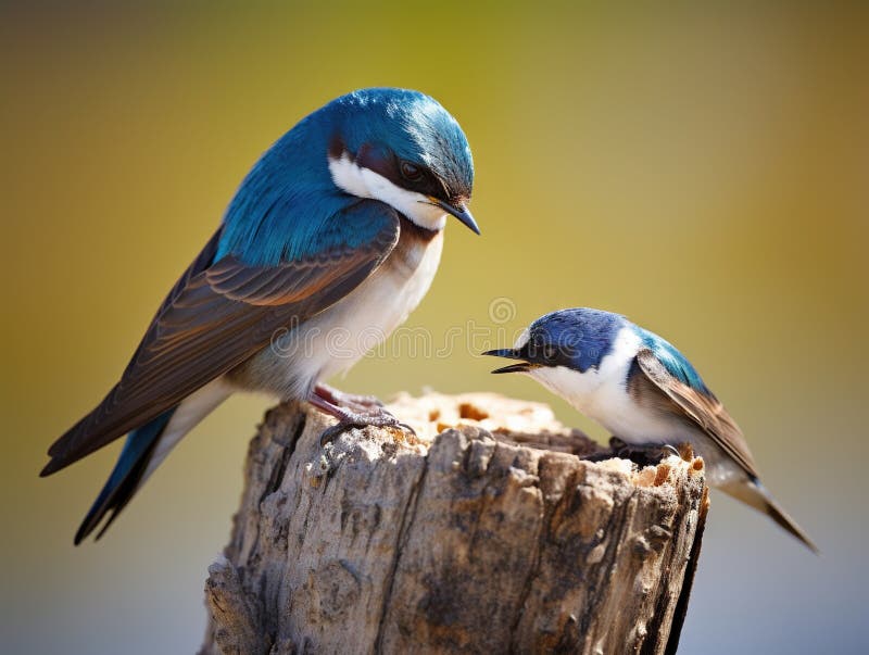 Tree Swallow Feeding Babies Made with Generative AI Illustration Stock ...