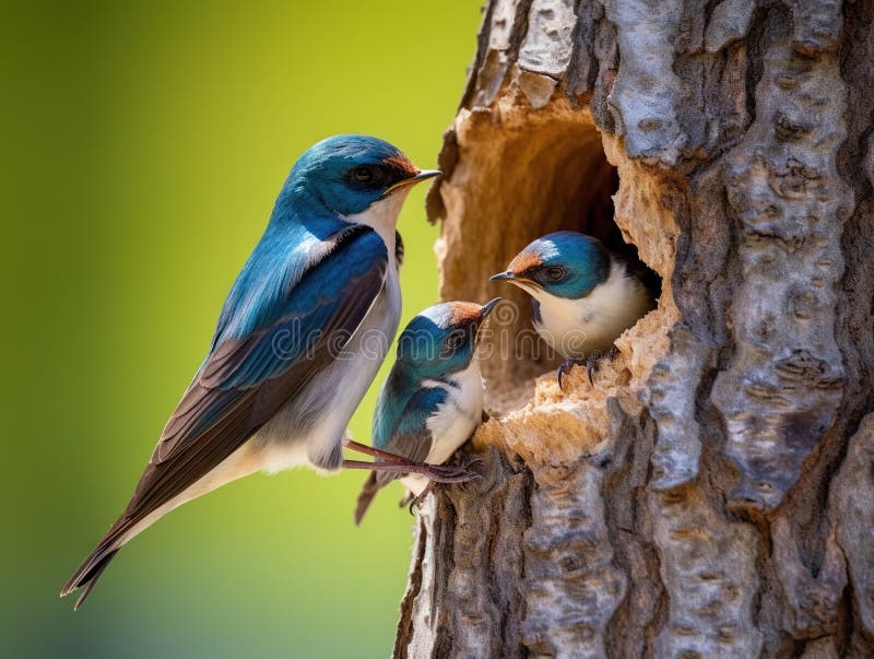Tree Swallow Feeding Babies Made with Generative AI Illustration Stock ...