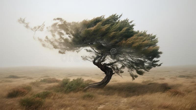 A Tree Sways in the Wind Bending and Swaying with the Gusts Created ...