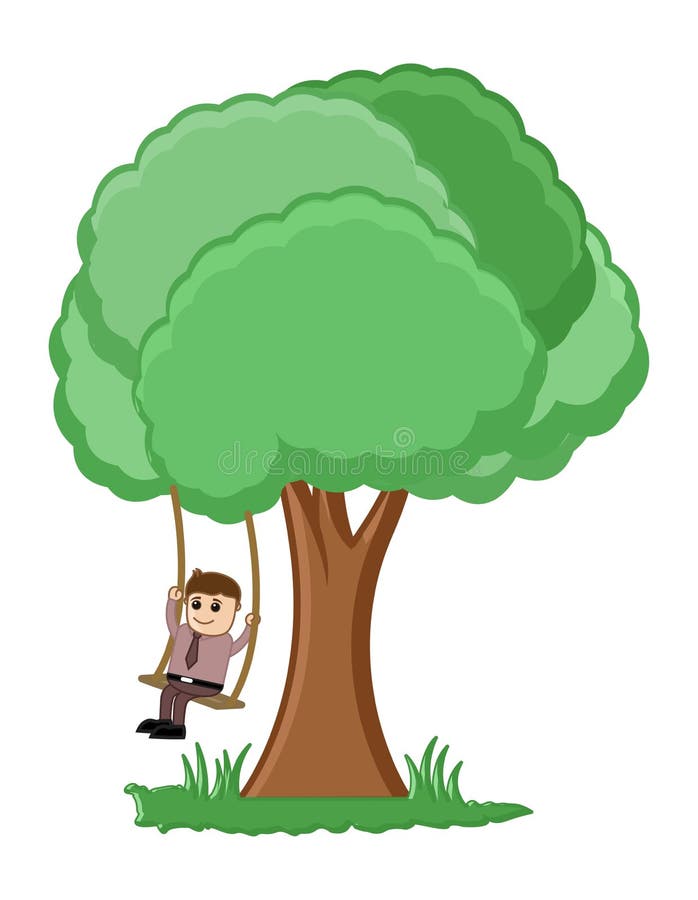Tree Swing Cartoon Vector stock vector. Illustration of hanging - 32245536