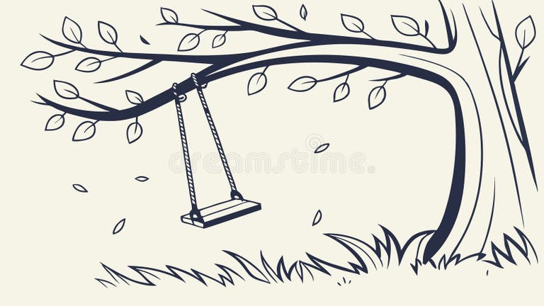 Tree with a Swing Sketch Illustration, Vector Design Generative AI ...