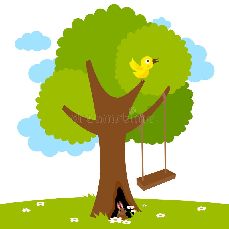Tree Swing on a Tree Branch in the Garden Playground. Outdoors Play in ...
