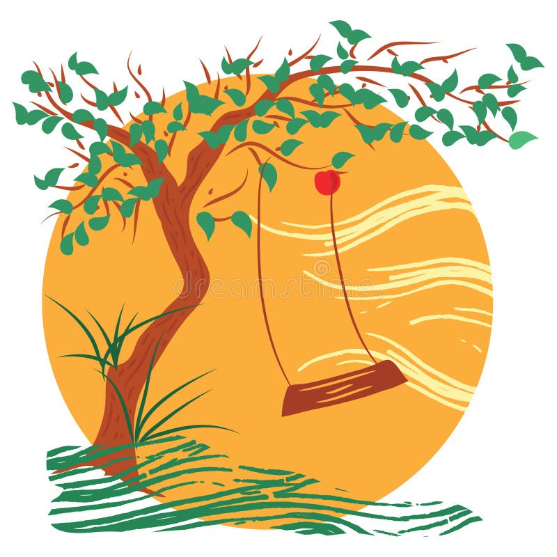 Tree with Swing. Vector Illustration Decorative Design Stock Vector ...