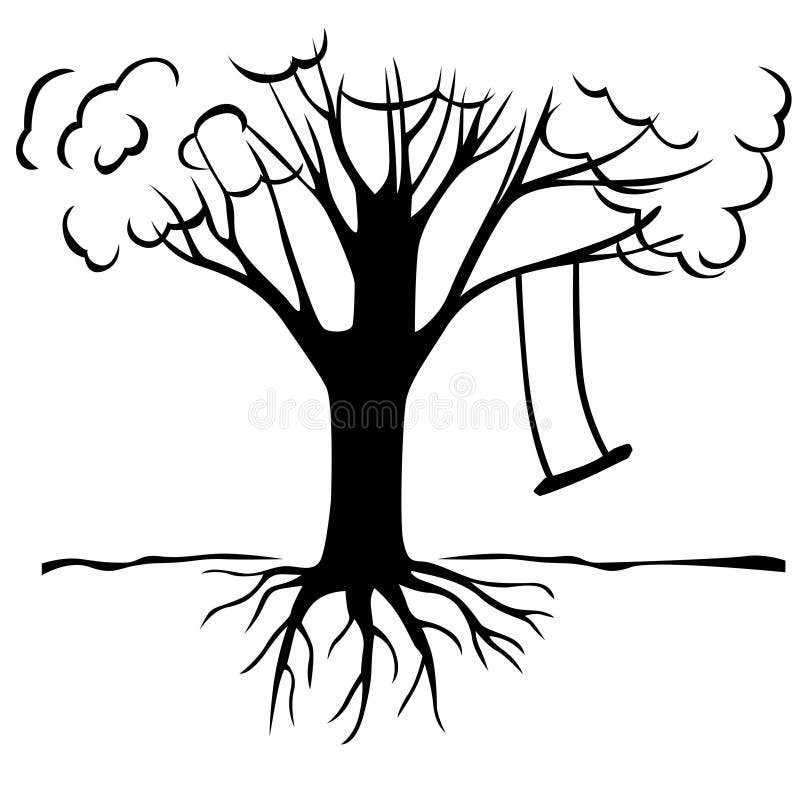 Tree with a swing stock vector. Illustration of outdoor - 49515409