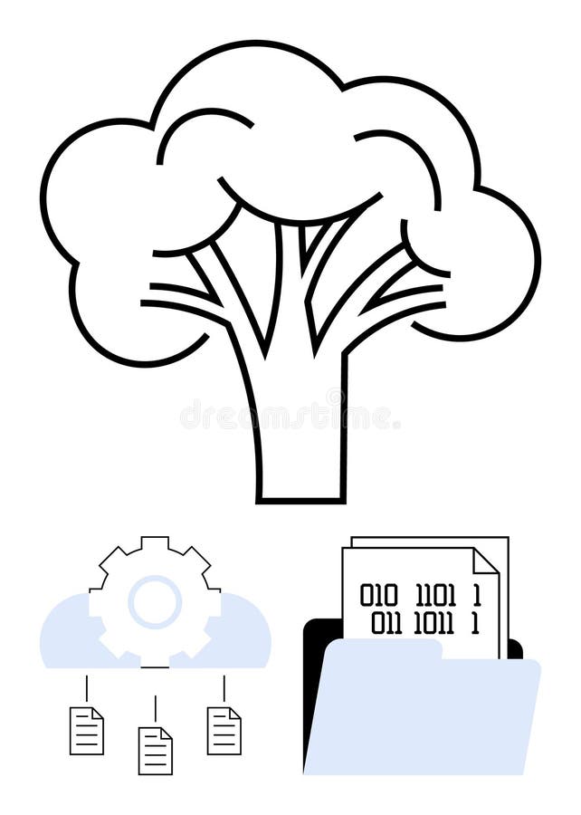 Data Tree and File Management Concept with Folder and Binary Code ...
