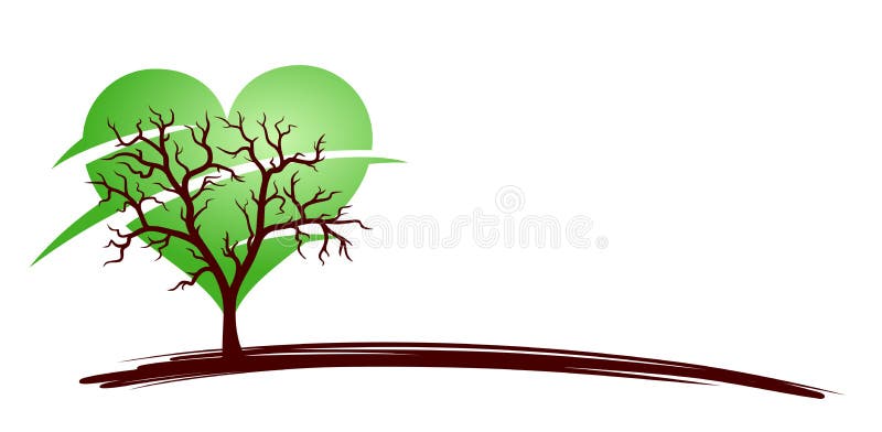 Tree symbol with heart. stock vector. Illustration of vector - 185626316
