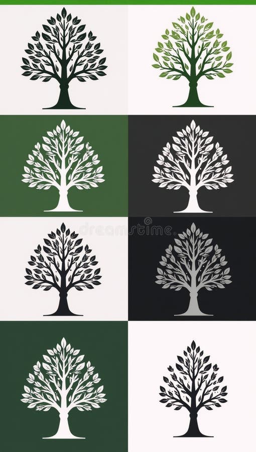 Tree Symbol or Icons Set for Brand Recognition Stock Illustration ...