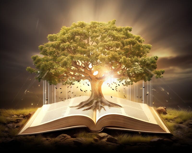The Tree Symbolises Knowledge and Wisdom Growing from the Pages of the ...