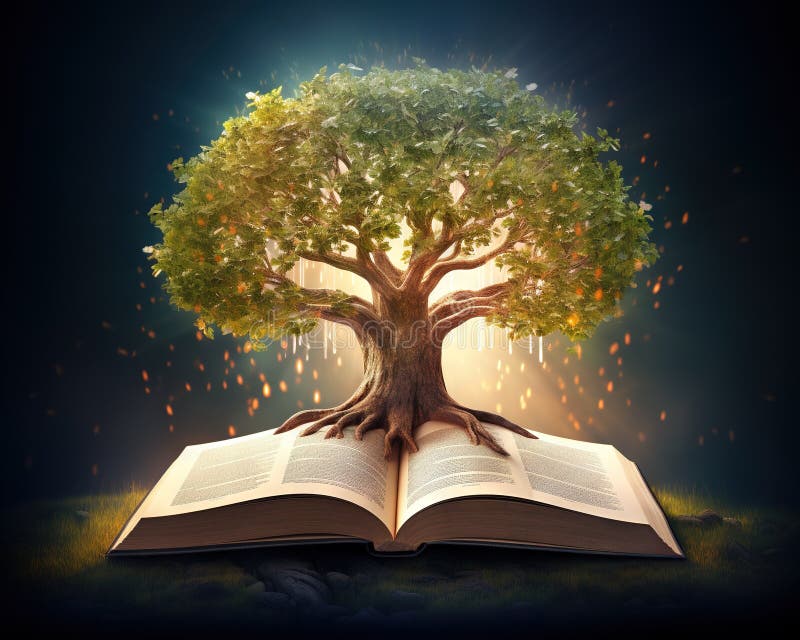 The Tree Symbolises Knowledge and Wisdom Growing from the Pages of the ...