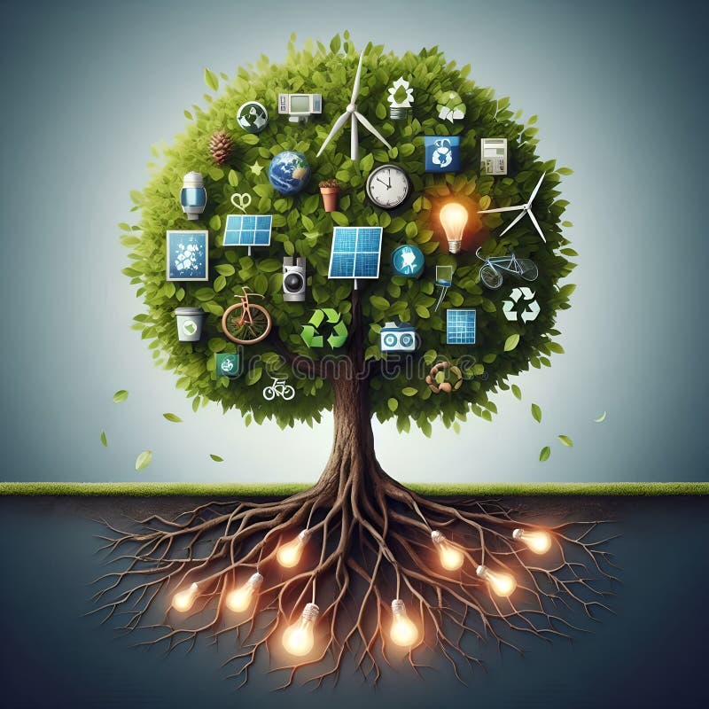 A Tree Symbolizing the Conservation of Our Planet and Energy Saving ...