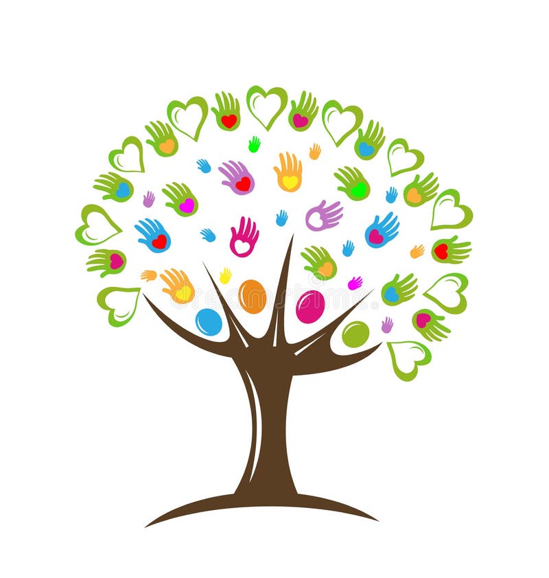 Tree Teamwork Leaf People Figures Icon Logo Stock Vector - Illustration ...