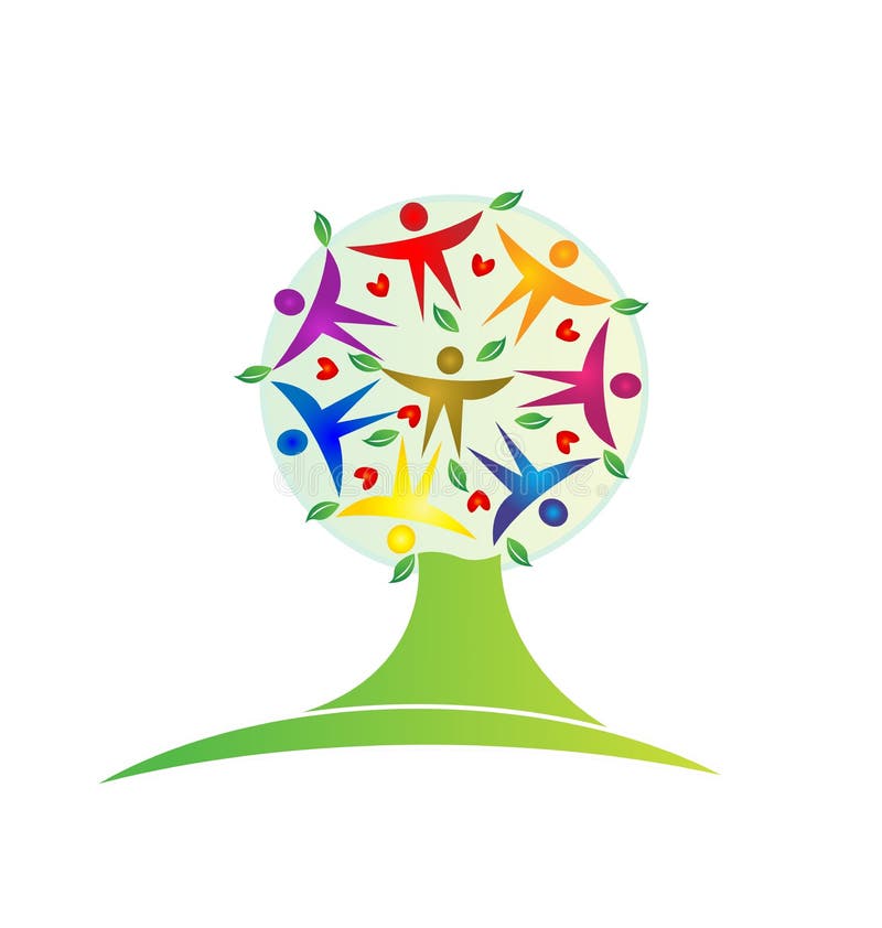 Tree Teamwork Hearts and Hands Vector Icon Stock Vector - Illustration ...