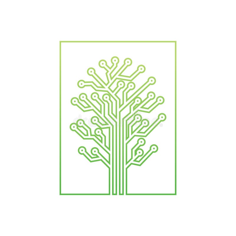 Tree Technology Modern in Frame Logo Stock Vector - Illustration of ...