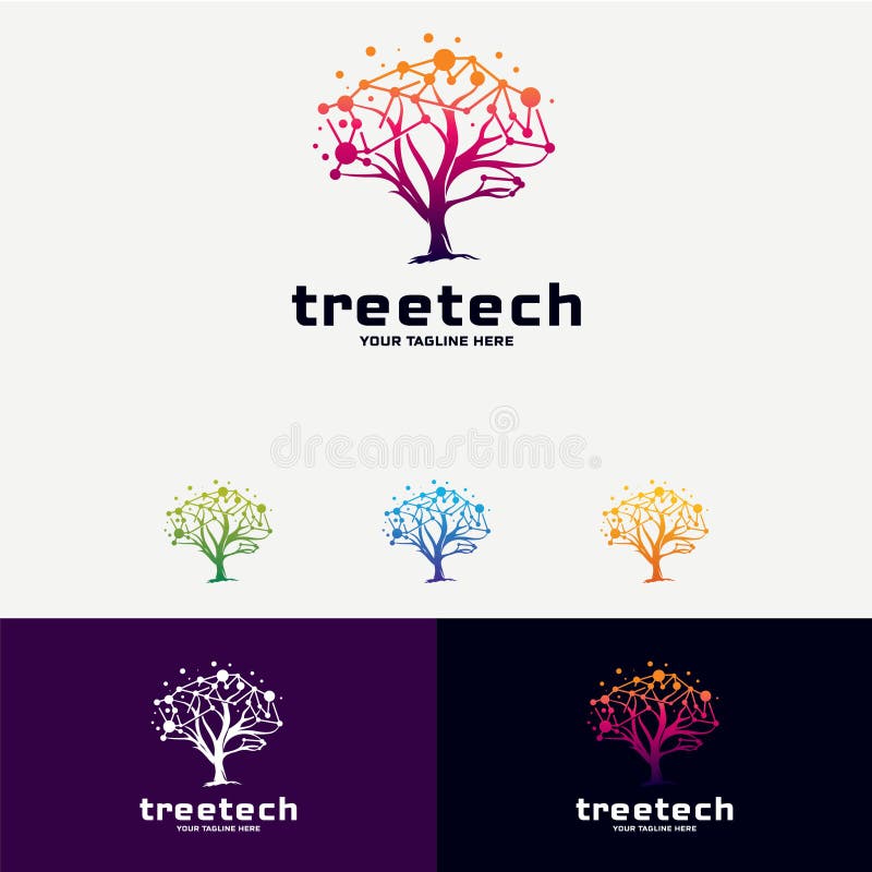 Tree Tech Logo Design Template Stock Vector - Illustration of logotype ...
