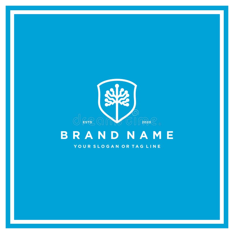 Tree Tech Shield Logo Design Vector Stock Vector - Illustration of ...