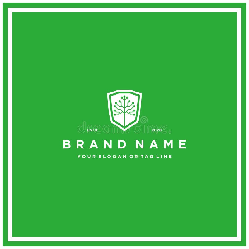 Tree Tech Shield Logo Design Vector Stock Vector - Illustration of ...