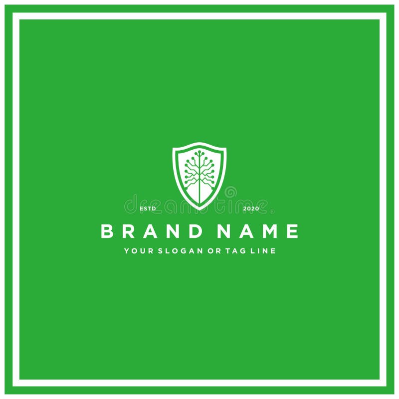 Tree Tech Shield Logo Design Vector Stock Vector - Illustration of ...