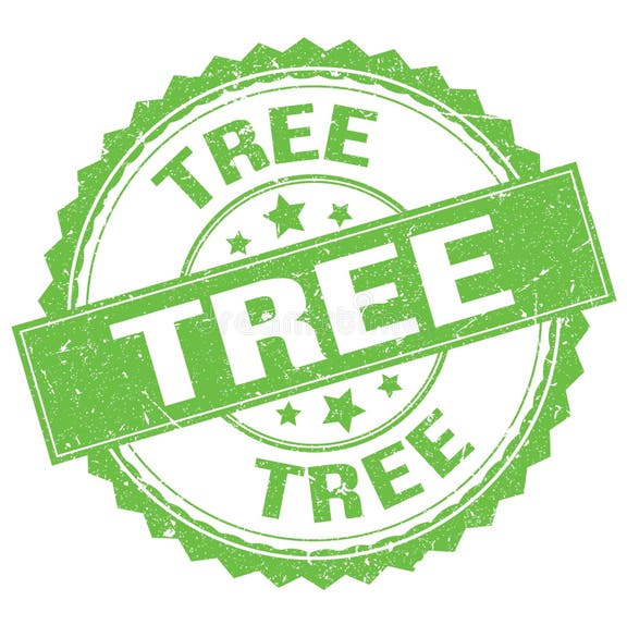 TREE Text on Green Round Stamp Sign Stock Illustration - Illustration ...