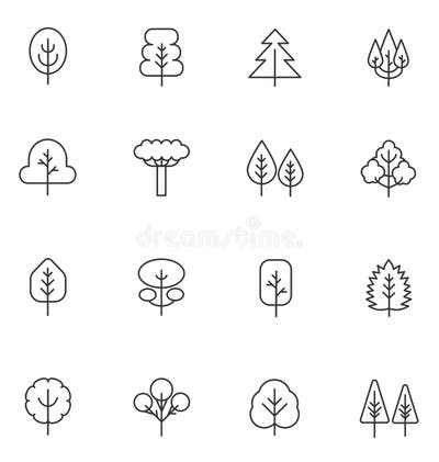 Tree Thin Line Vector Icons Set. Vector Collection of Outline Stroke ...