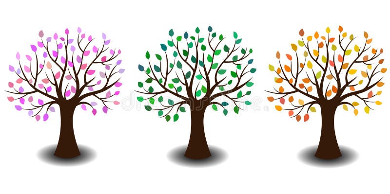 Tree in three variants stock vector. Illustration of brown - 56830851