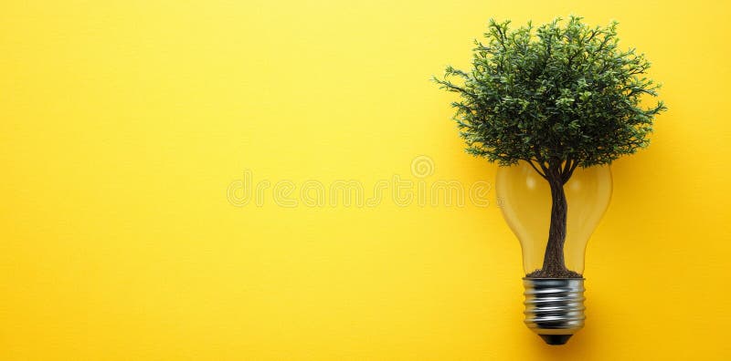 Tree Thriving Inside Light Bulb Symbol Sustainability Innovation Stock ...