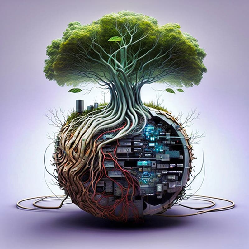 The Tree Took Root Around the Globe, Generative AI Stock Illustration ...