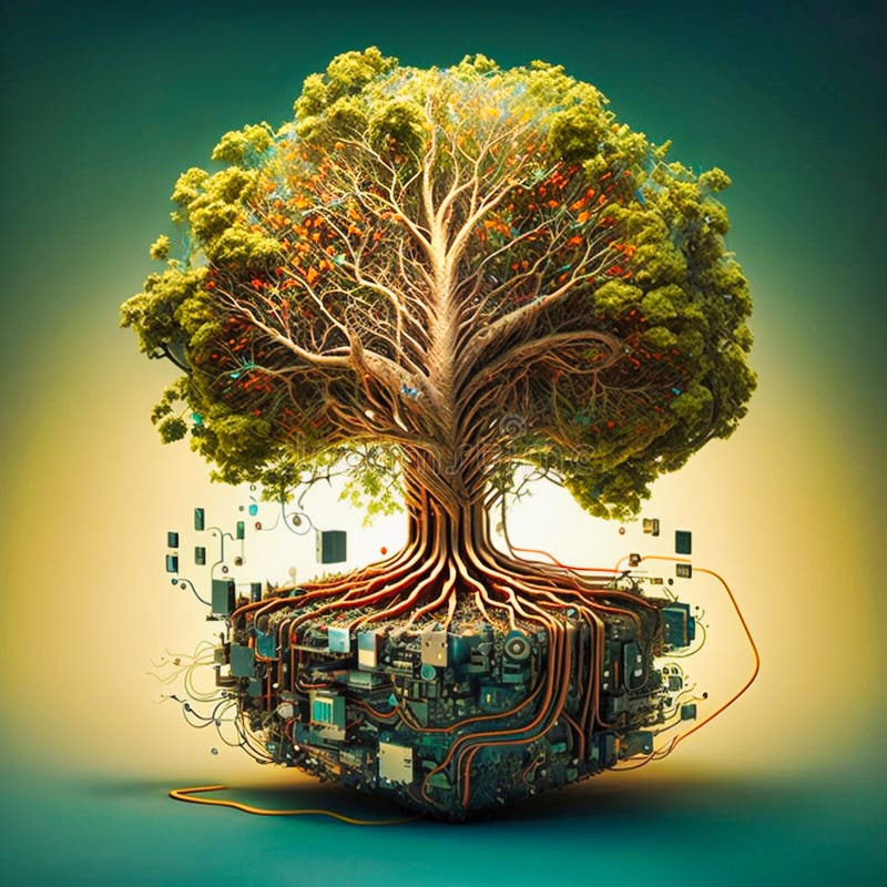 The Tree Took Root Around the Globe, Generative AI Stock Illustration ...