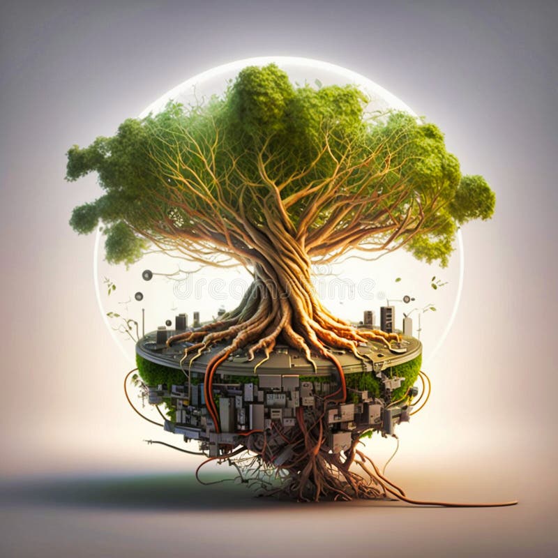 The Tree Took Root Around the Globe, Generative AI Stock Illustration ...