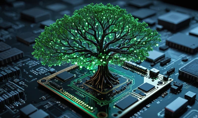 Tree on top computer board stock illustration. Illustration of ...