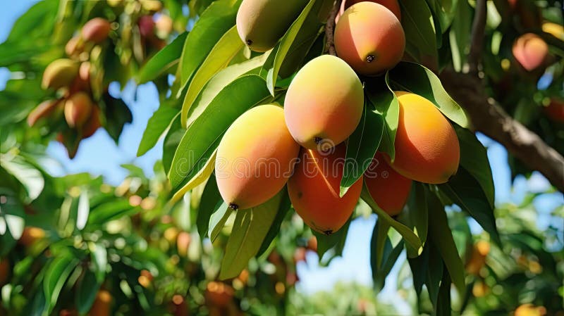 Tree top mango fruit stock illustration. Illustration of sweet - 324807664