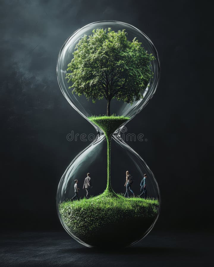 With a Tree in the Top Part and a Clock in the Bottom - Depicting ...