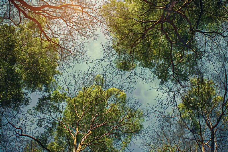 Tree Top View Offers Abstract Backdrop, Merging Natures Beauty Stock ...
