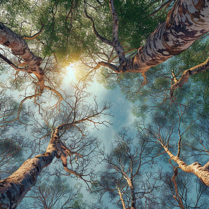 Tree Top View Offers Abstract Backdrop, Merging Natures Beauty Stock ...