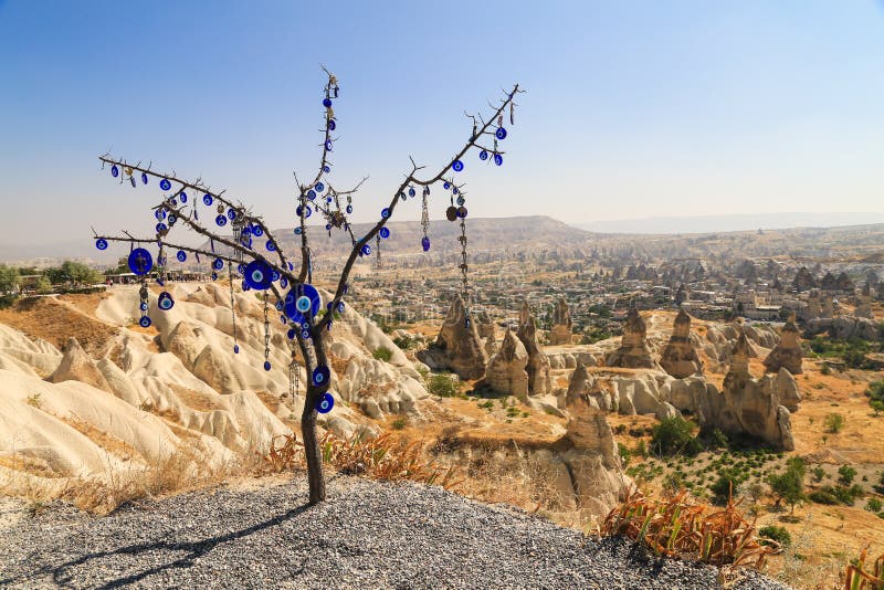 Tree with Traditional Blue Evil Eyes in Turkey Stock Image - Image of ...