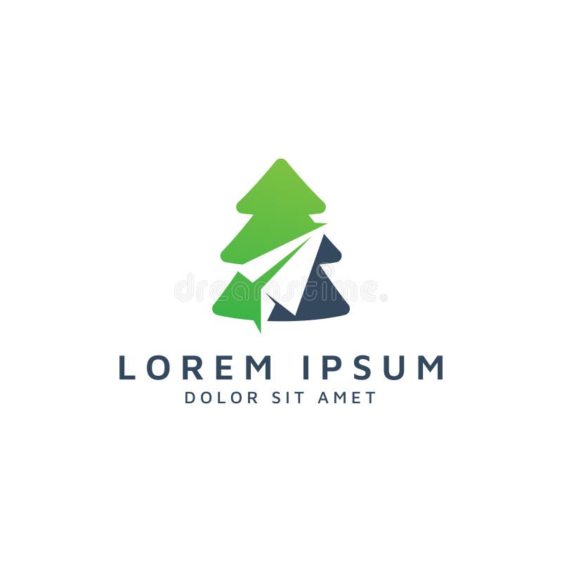 Tree and Travel Negative Space Logo Design Stock Vector - Illustration ...