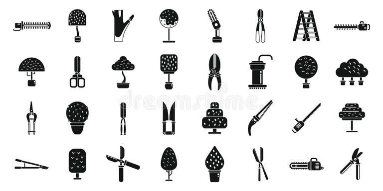 Tree Trimming Icons Set Simple Vector. Chainsaw Tree Stock Vector ...