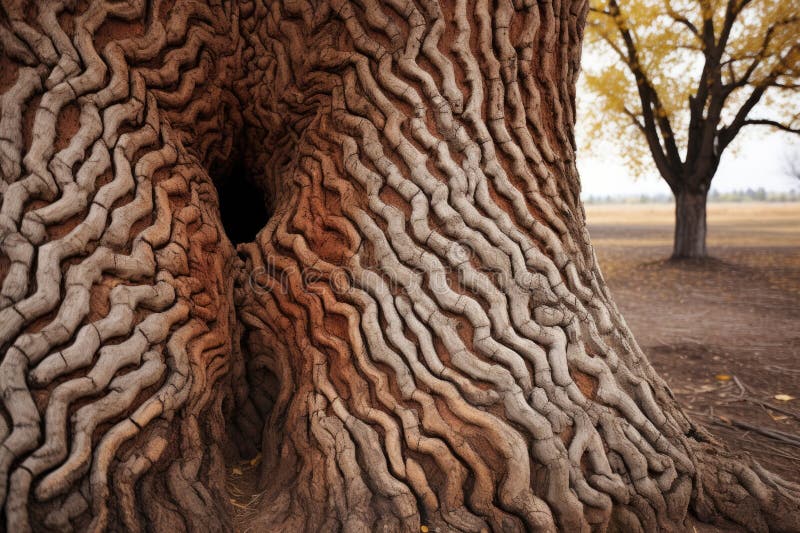 A Tree Trunk with a Bark Pattern Resembling a Labyrinth Stock Photo ...
