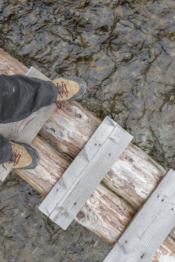 Tree Trunk Bridge Over a Creek Stock Image - Image of boots, saint ...