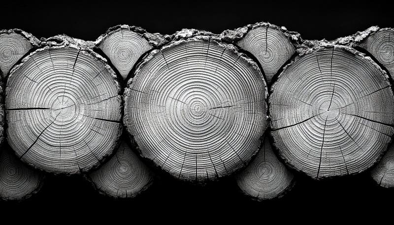 Tree Trunk Circle Pattern, Rough Old Timber Stack Generated by AI Stock ...