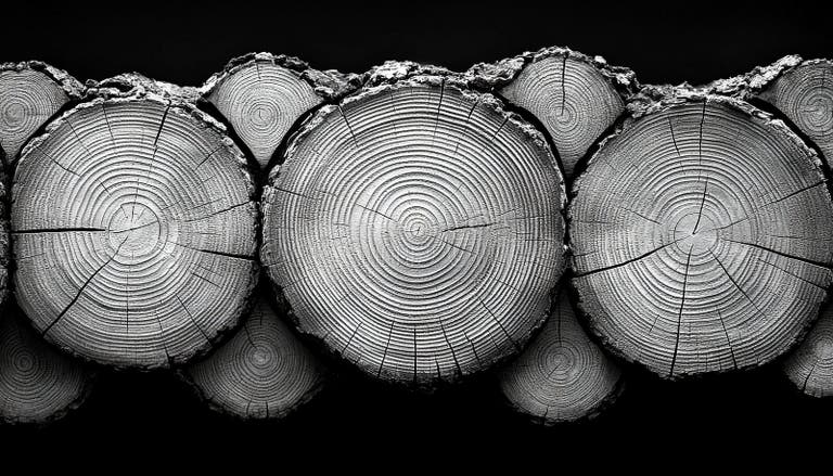Tree Trunk Circle Pattern, Rough Old Timber Stack Generated by AI Stock ...