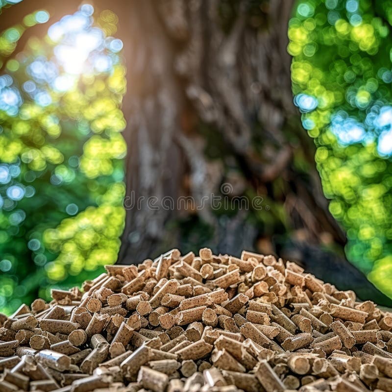 Tree Trunk Close Up with Wood Pellet in Foreground Symbolizing ...