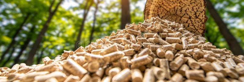 Tree Trunk Close Up with Wood Pellet in Foreground Symbolizing ...