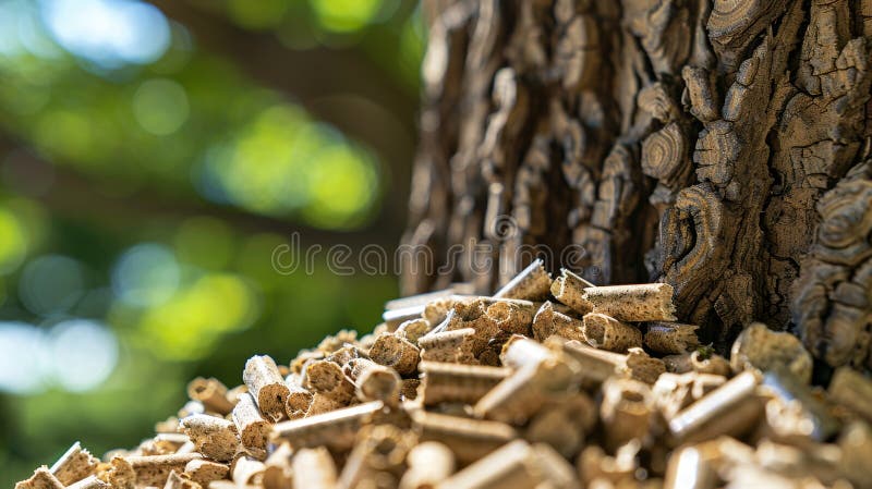 Tree Trunk Close Up with Wood Pellet Symbolizing Transformation from ...