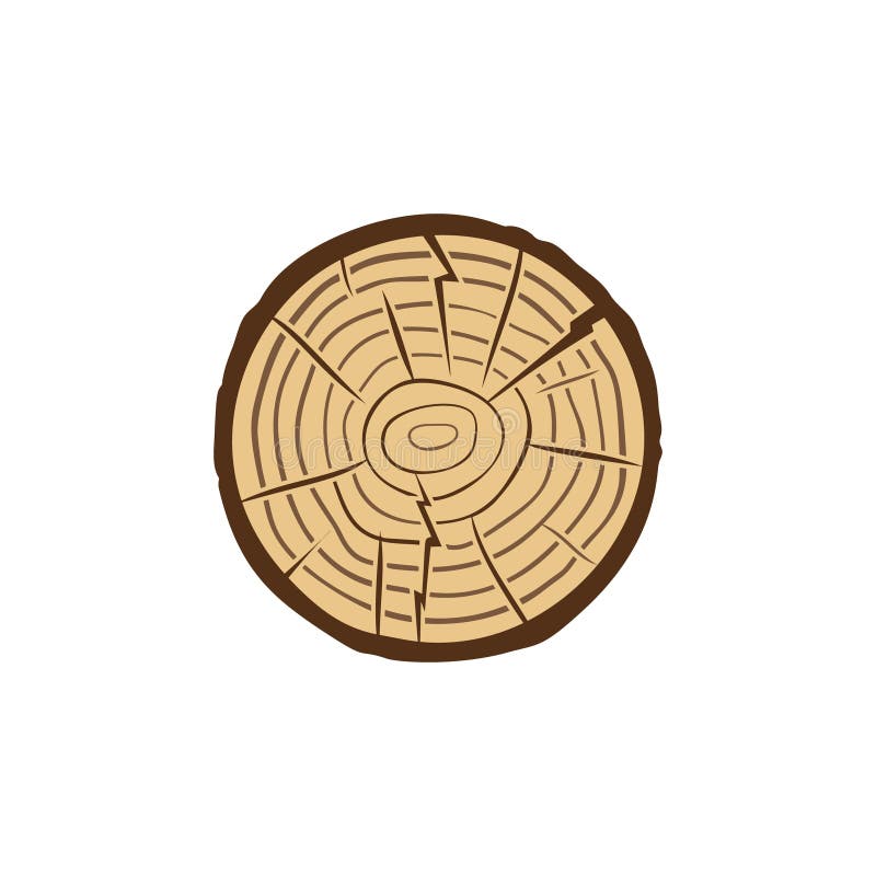 Tree Trunk Cross Section with Growth Rings Vector Icon Stock Vector ...
