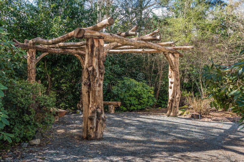 Tree Trunk Gazebo stock image. Image of outdoors, seatac - 90625933