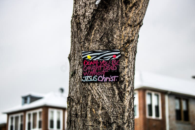 Tree Trunk With Jesus Christ Handwritten Poster Picture. Image: 109917917