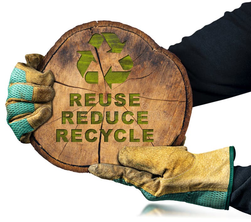 Tree Trunk with a Recycle Symbol and Text Reuse Reduce Recycle Stock Image - Image of timber ...