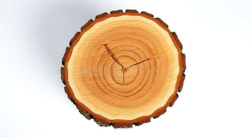 Tree Trunk Section Isolated on White Background, Top View Stock ...